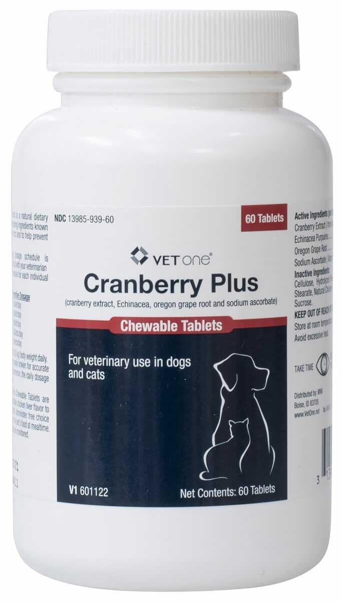 Vet One Cranberry Plus for Dogs & Cats - Urinary Tract & Bladder Support - 60 Chewable Tablets