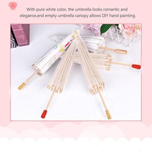 (Pack of 2) Paper Parasol Chinese/Japanese Decorative Umbrella White DIY Painting Decorative Umbrella Wedding Bridal Party Decor Photo Cosplay Prop(20cm / 7.87in)