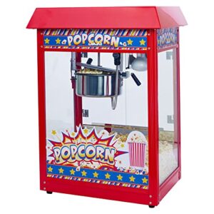 winco pop-8r popcorn machine, 8 ounce, red