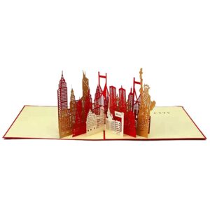 new york 3d pop up card and envelope - unique pop up greeting card for birthday, mother's day, new year, anniversary, valentine, wedding, graduation, thank you. new york