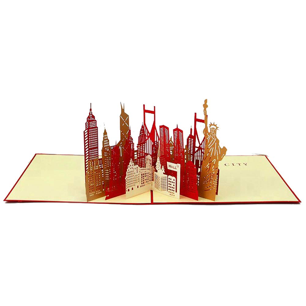 New York 3D Pop Up Card and Envelope - Unique Pop Up Greeting Card for Birthday, Mother's Day, New Year, Anniversary, Valentine, Wedding, Graduation, Thank You. New York