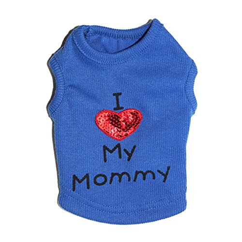 Dog Shirts I Love My Mom/Mommy Dad/Daddy Clothes Doggy Slogan Costume Cute Heart Vest for Small Dogs Puppy T-Shirt