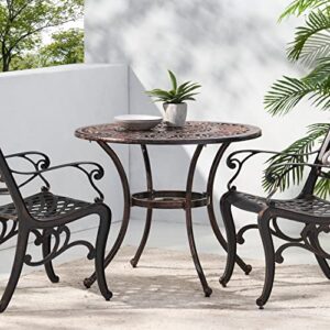 Christopher Knight Home Jamie Outdoor Round Cast Aluminum Dining Table, Shiny Copper