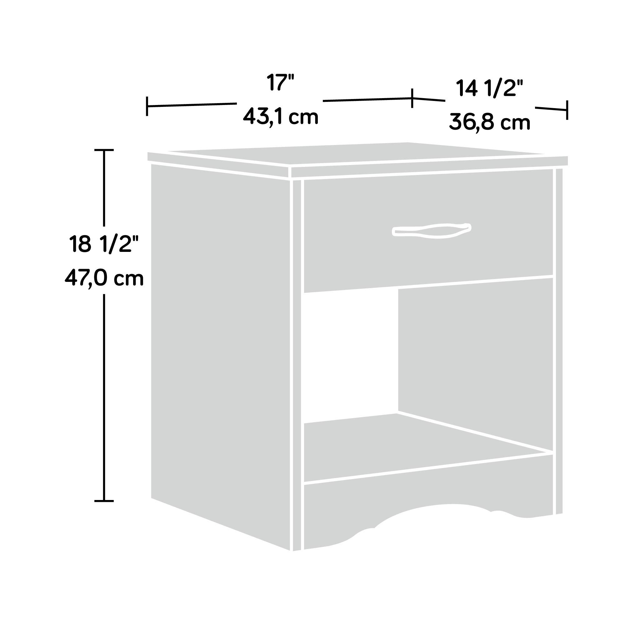 Sauder Beginnings Night Stand, Brook Cherry finish