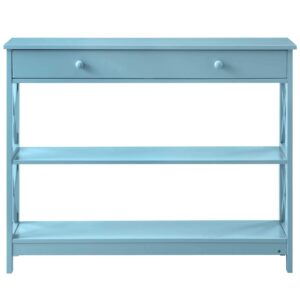 Convenience Concepts Oxford 1 Drawer Console Table with Shelves, Sea Foam Blue