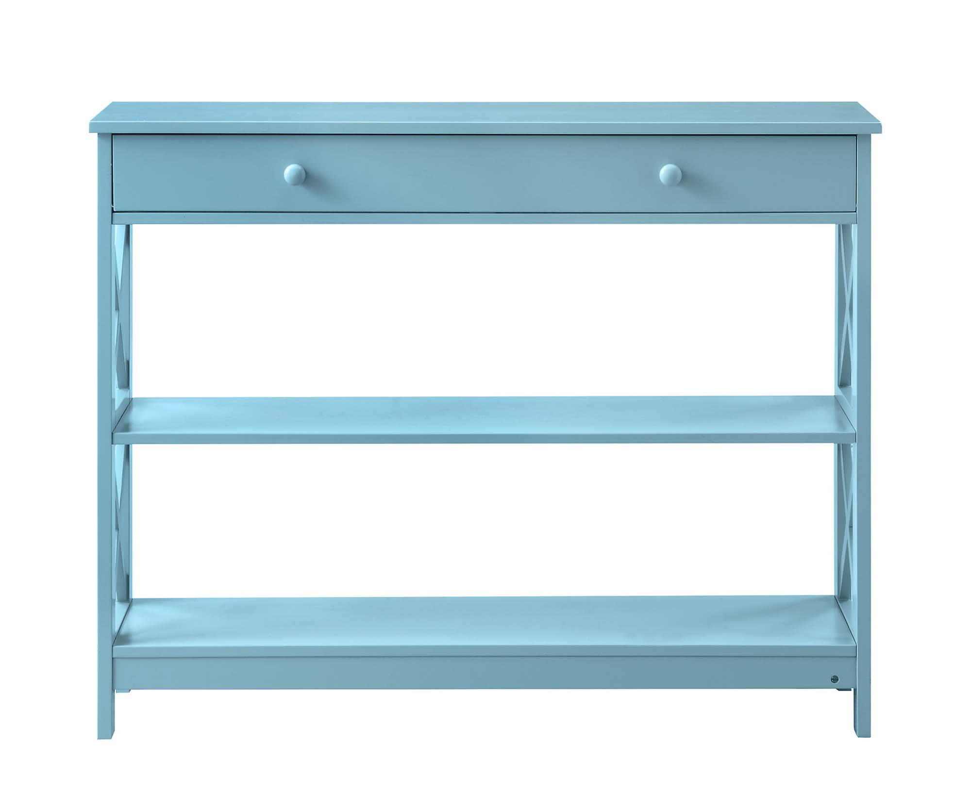 Convenience Concepts Oxford 1 Drawer Console Table with Shelves, Sea Foam Blue