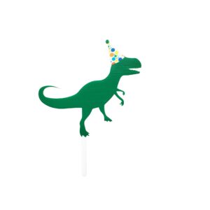 Birthday Dinosaur Acrylic Cake Topper for Any Birthday Party - Trex, Tyrannosaurus Rex Party Hat Polka Dot