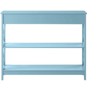 Convenience Concepts Oxford 1 Drawer Console Table with Shelves, Sea Foam Blue