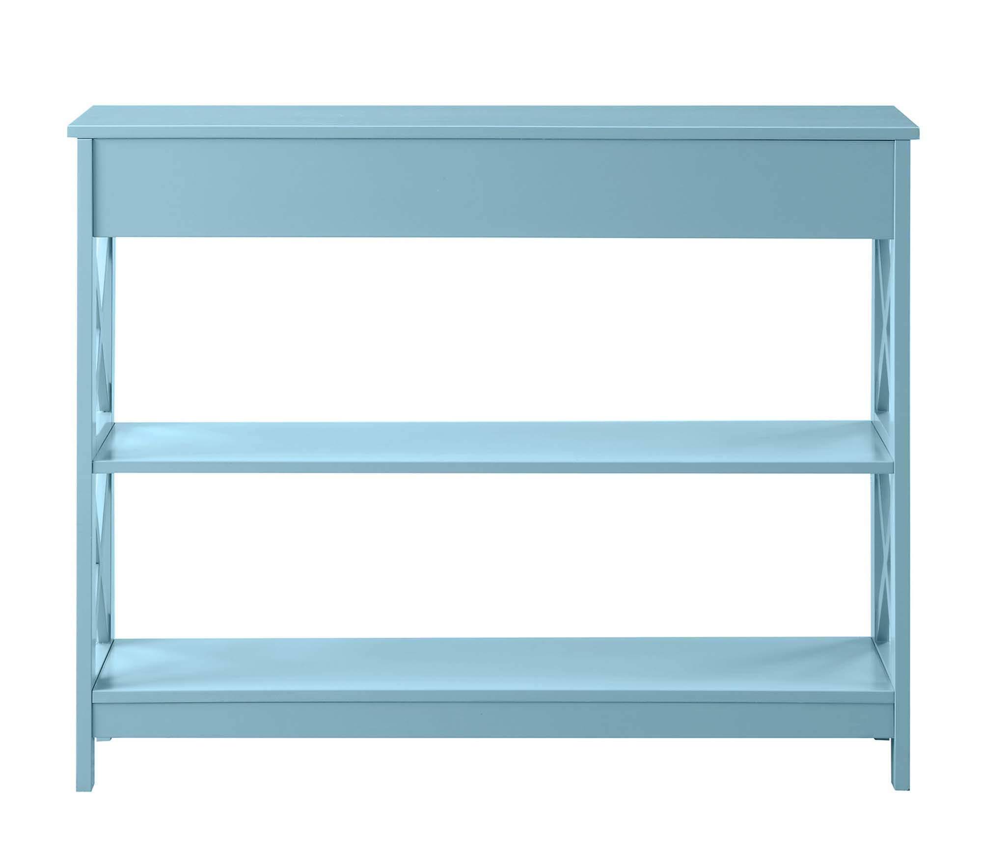 Convenience Concepts Oxford 1 Drawer Console Table with Shelves, Sea Foam Blue