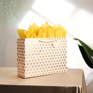 Bobobag 4 Pack 16.5" Extra Large Gift Bags with Tissue Paper for Mother's Day, Birthday Presents (gold polka dot)