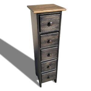 peaceful classics tall skinny drawers for small spaces with 5 drawer storage organizer - amish furniture cabinet for bathrooms, living room, kitchen - 10"d x 10.75"w x 37"h - mocha