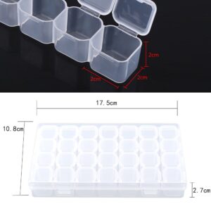 28 Grids Jewelry Storage Organizer, Clear Plastic 28 Slots Adjustable Tablet Organizer Jewelry Storage Organizer Box Container for Beads Earrings Storage Pills Jewelry, 6.9 x 4.3 x