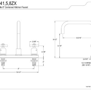 Kingston Brass FB2148ZX Millennium 8" Centerset Kitchen Faucet, Brushed Nickel