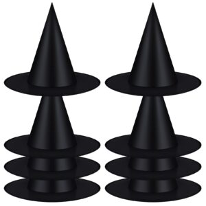 tatuo 8 pcs halloween hanging witch hats decorations witch costume black hanging wizard hat floating porch yard decor(simple)