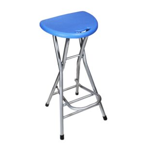 be&xn folding stools for adults portable, 28 inch collapsible stool heavy duty, indoor tall bar stools with handle, plastic counter barstool chair for kitchen outdoor travel-blue