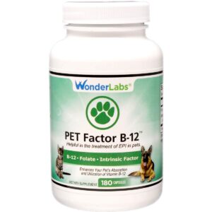 wonder laboratories pet factor b-12 | vitamin b-12 in methylcobalamin form | popular in treatment of epi in dogs 180 capsules