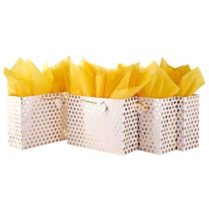 Bobobag 4 Pack 16.5" Extra Large Gift Bags with Tissue Paper for Mother's Day, Birthday Presents (gold polka dot)