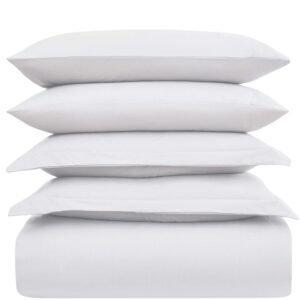 Mellanni Duvet Cover Set - 5 PC Iconic Collection Bedding Set - Hotel Luxury, Extra Soft & Cooling - Microfiber - Button Closure and Corner Ties (King, White)