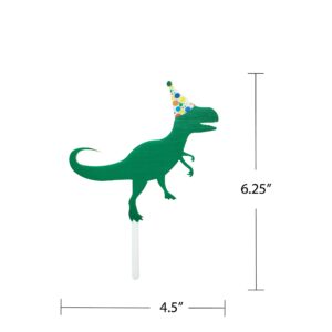 Birthday Dinosaur Acrylic Cake Topper for Any Birthday Party - Trex, Tyrannosaurus Rex Party Hat Polka Dot