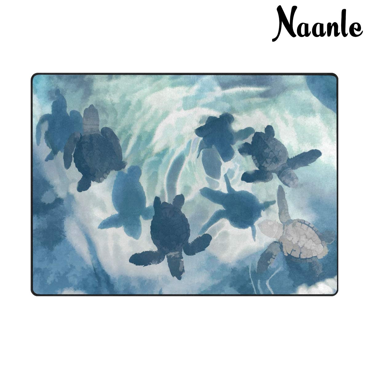 Naanle Ocean Animal Non Slip Area Rug for Living Dinning Room Bedroom Kitchen, 5' x 7'(58 x 80 Inches), Cute Sea Turtle Nursery Rug Floor Carpet Yoga Mat