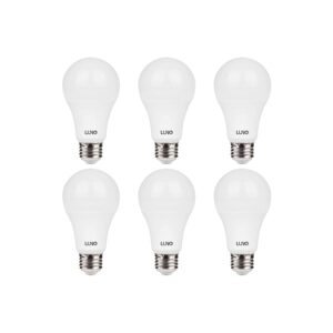 luno a19 non-dimmable led bulb, 14w (100w equivalent), 1500 lumens, 5000k (daylight), medium base (e26), ul certified (6-pack)