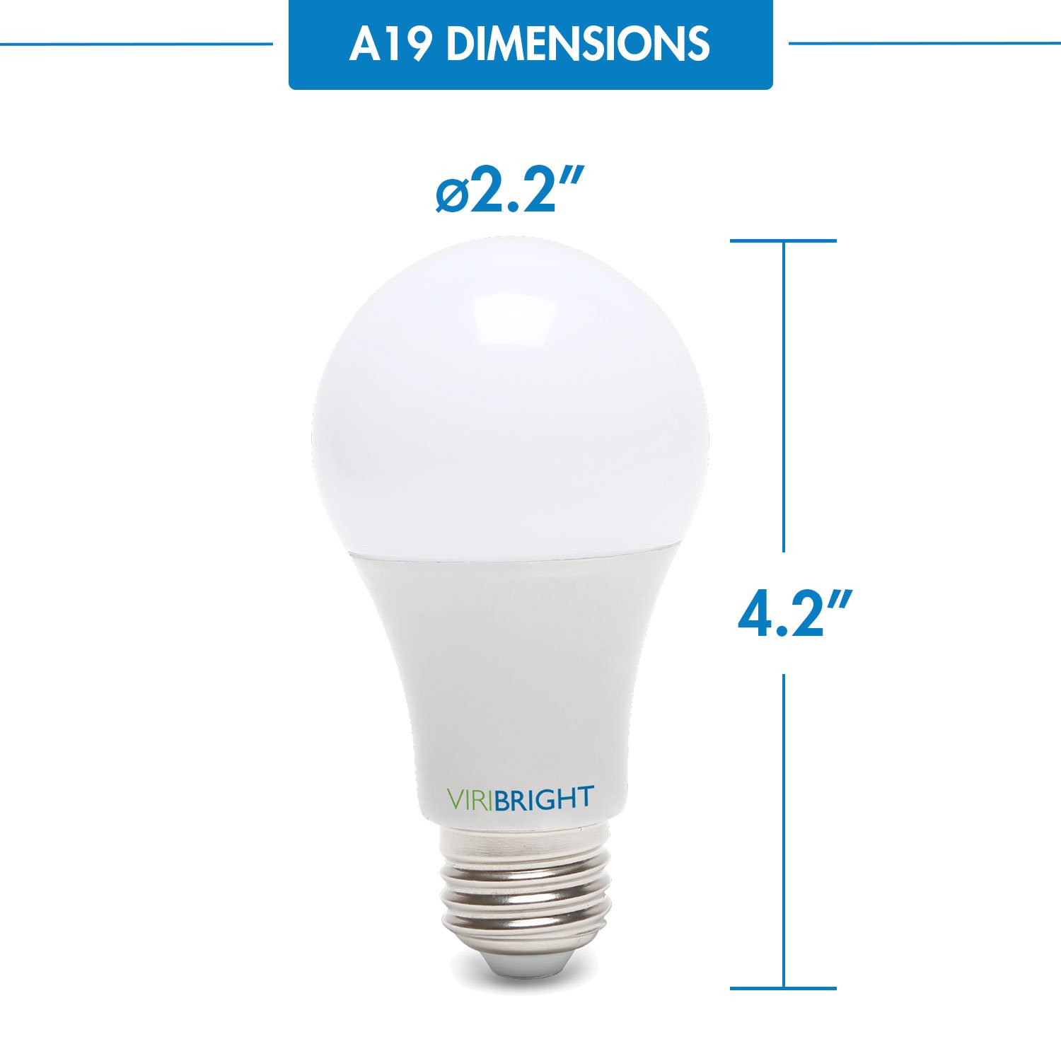 Viribright 100 Watt Equivalent (13W), LED Light Bulbs, Warm White 2700K, A19 100w Bulb, A19 Base Light Bulb, 4 Pack