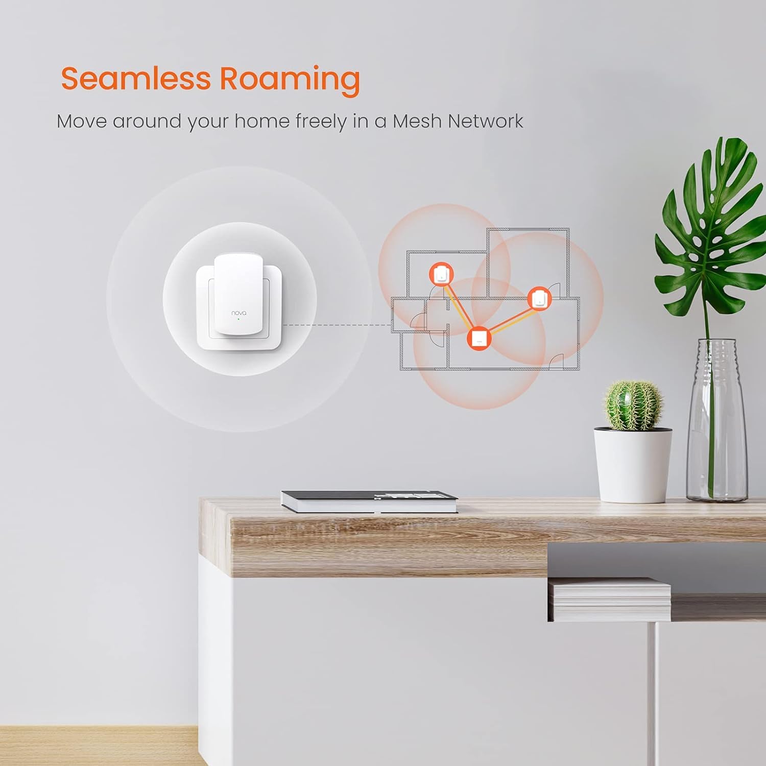 Tenda Nova Mesh WiFi System MW5 - Covers up to 3500 sq.ft - AC1200 Whole Home WiFi Mesh System - Dual-Band Mesh Network for Home Internet - Gigabit Mesh Router for 60 Devices - Plug-in Design - 3-Pack