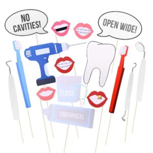 BinaryABC Dentist Photo Booth Props,Doctor Photo Booth Props,Dentist Graduation Party Supplies 16pcs