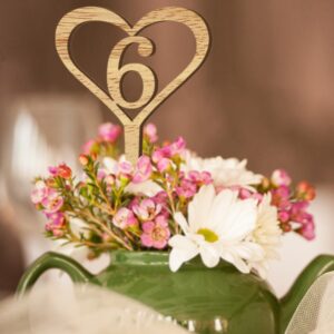 yoyoball8 1-10 table number card wooden wedding table card flower seat number card from 1 to 10 decoration digital topper,10pcs