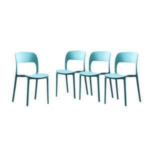 christopher knight home dean outdoor plastic chairs (set of 4), teal