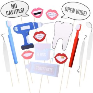 BinaryABC Dentist Photo Booth Props,Doctor Photo Booth Props,Dentist Graduation Party Supplies 16pcs