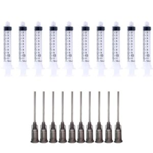 10ml sterile syringe 16g x 1 1/2" blunt tip needles - pack of 10 - perfect for precision crafting, diy projects, ink refilling, and detailed applications