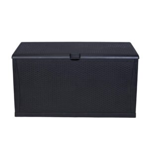 koolwoom deck box, 120-gallon patio outdoor plastic storage 47.2" l x 24.01" w x 24.80" h waterproof black