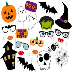 soochat halloween photo booth props diy kit halloween photo props for photoshoot halloween selfie props for dress up halloween party costumes accessories 22 pcs