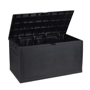 KOOLWOOM Deck Box, 120-Gallon Patio Outdoor Plastic Storage 47.2" L x 24.01" W x 24.80" H Waterproof Black