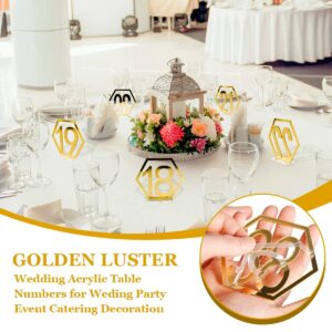 Velidy Table Numbers, Wedding Acrylic Standing Table Numbers with Holder Base for Wedding, Party, Events or Catering Decoration (Gold-40)