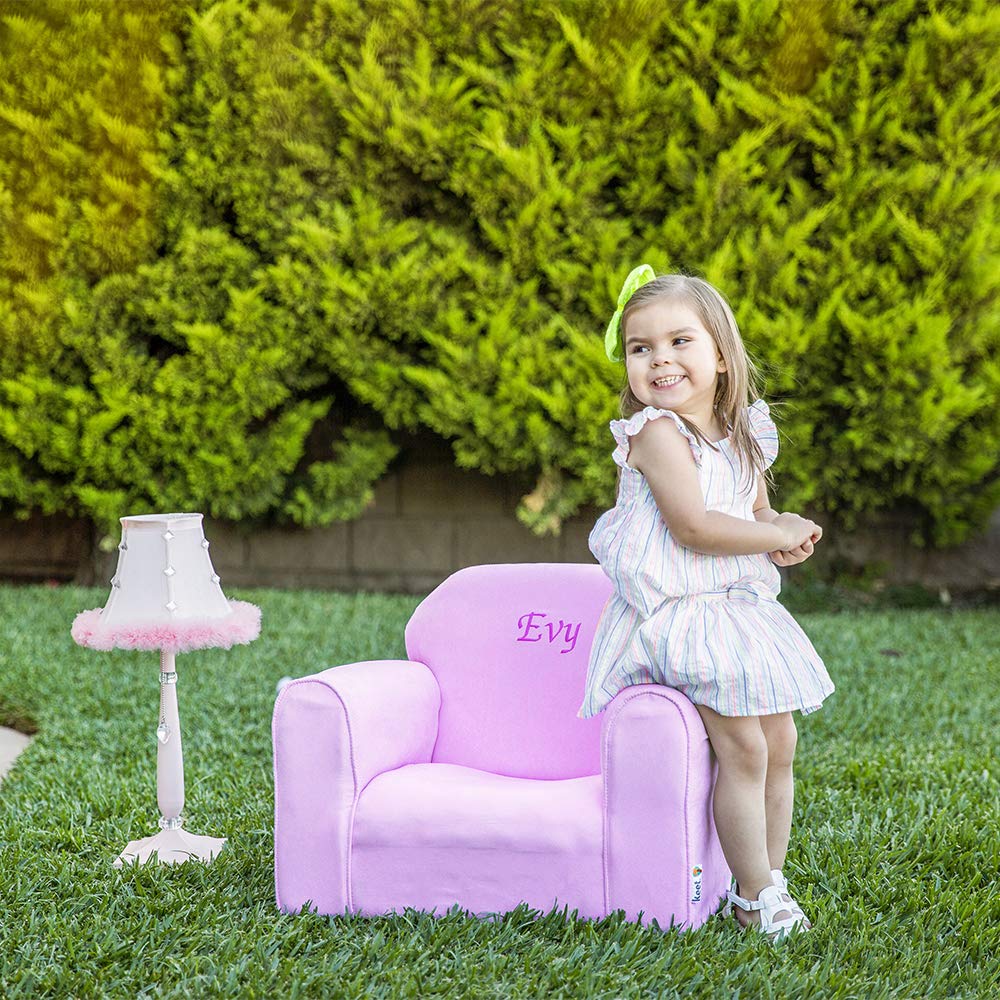 Mini Furniture Upholstered Personalized Kids Chair Checkers (Pink)