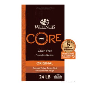 wellness core natural grain free original turkey & chicken dry dog food 24 lbs.