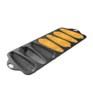 cast iron cornbread pan-pre-seasoned bakeware with 7 corncob sticks-compatible with oven, stovetop, induction, grill, and campfires by classic cuisine,