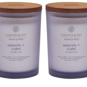 Chesapeake Bay Candle Scented Candles, Serenity + Calm (Lavender Thyme) Medium Jar, 2-Pack, Perfect for Home Décor and Gifting