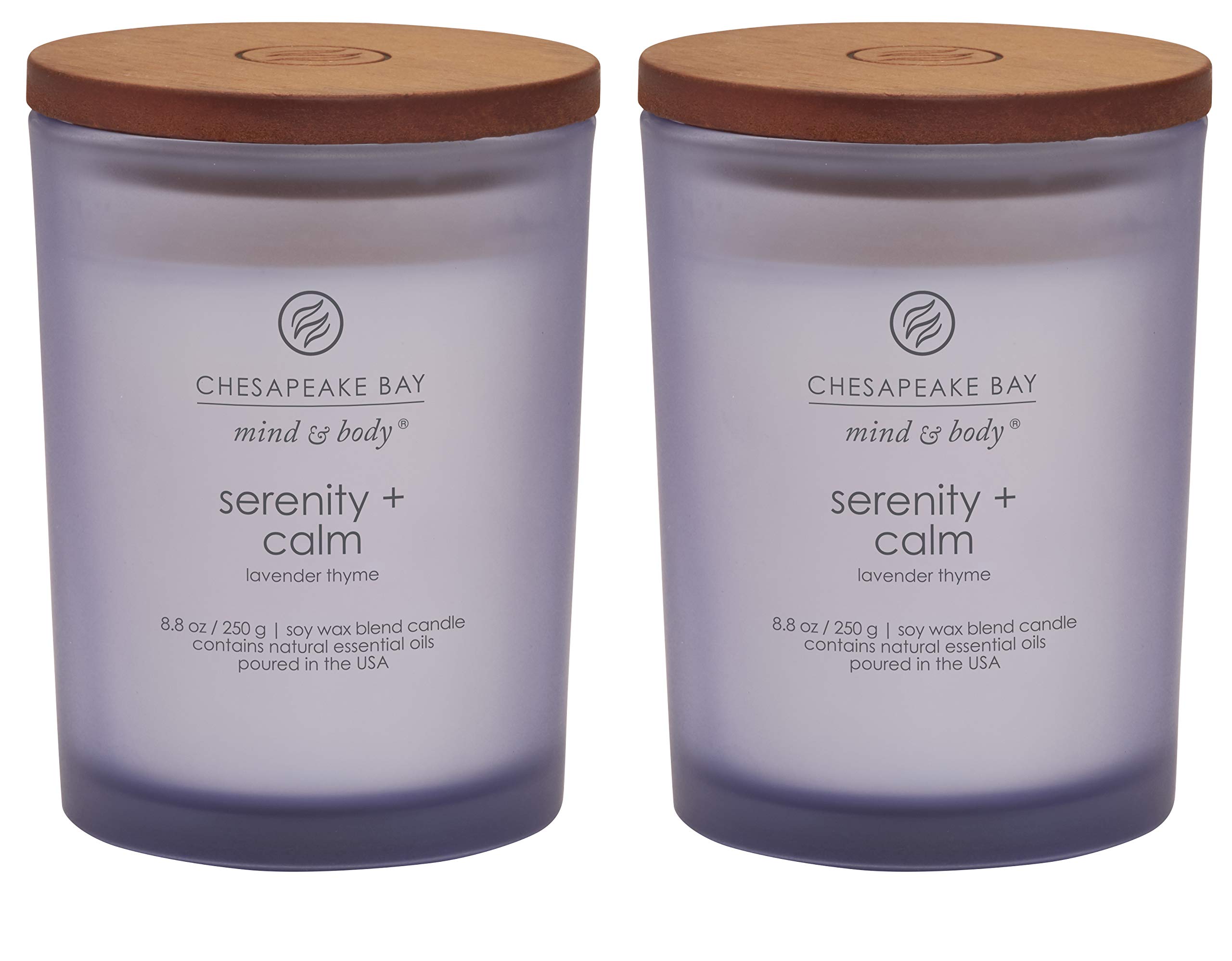 Chesapeake Bay Candle Scented Candles, Serenity + Calm (Lavender Thyme) Medium Jar, 2-Pack, Perfect for Home Décor and Gifting