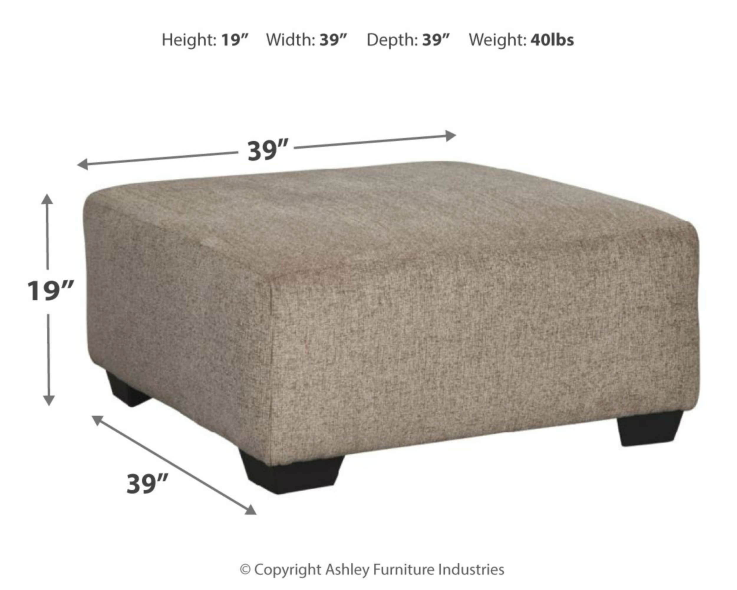 Signature Design by Ashley Ballinasloe Traditiona Square Oversized Ottoman, Beige