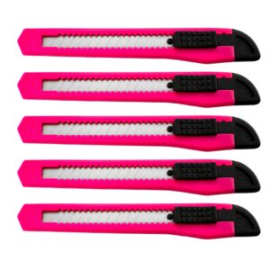 5x bulk small neon pink utility knife box cutters snap off blade 9mm blade