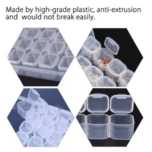 28 Grids Jewelry Storage Organizer, Clear Plastic 28 Slots Adjustable Tablet Organizer Jewelry Storage Organizer Box Container for Beads Earrings Storage Pills Jewelry, 6.9 x 4.3 x