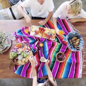 84 X 59 Inch Mexican Serape Blanket Bay Window Blanket, Mexican Tablecloth Serape Tatami Blanket Bed Blanket Table Cover Tapestry Blanket Picnic Mat for Mexican Party Wedding Decorations