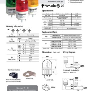 MLG-02-R, Beacon Rotating Light, 66mm red Lens, Stud Mount, Incandescent Bulb, 24V AC/DC 8W