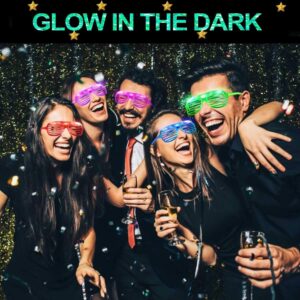 20 Pack LED Glasses New Years Eve Party Supplies, 6 Colors Light Up Glasses Shutter Shades Glow Sticks Glasses Led Party Sunglasses Kids/Adults Glow In Dark New Years 2025 Party Favors Neon Glow Toys