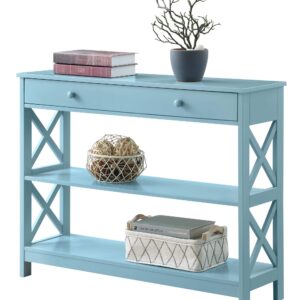 Convenience Concepts Oxford 1 Drawer Console Table with Shelves, Sea Foam Blue