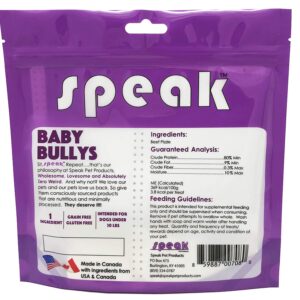 Speak Pet Products Treats Dog Baby Bullys, Natural Gluten and Grain Free Low Calorie 5 Inch Beef Chews for Small Breeds, Perfect Alternative for Rawhide, 24 Count