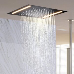 lightinthebox contemporary rain shower head led rectangular shower head stainless steel overhead rainfall massage led top sprayer